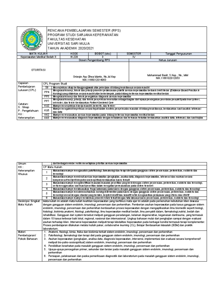 RPS KMB Ii 2021-1 | PDF | Pengembangan Diri | Kesehatan Holistik