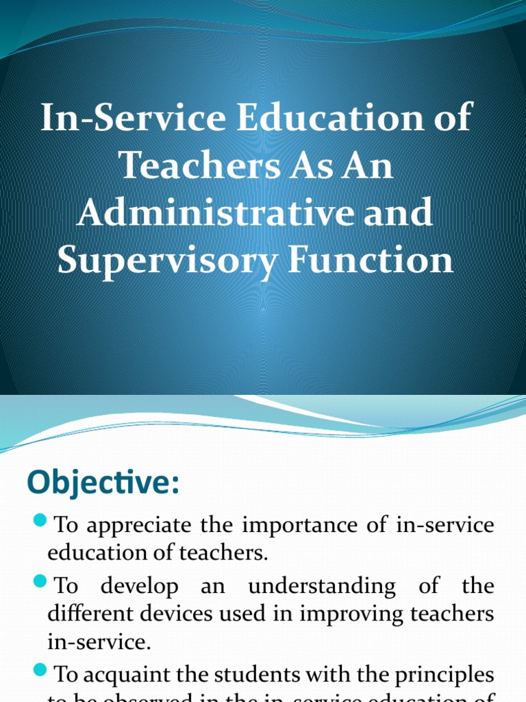 In Service Training For Teachers | PDF | Schools | Teachers