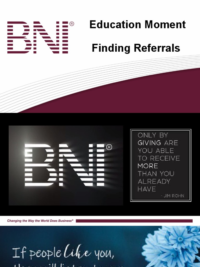BNI Networking Education - Finding Referrals | PDF