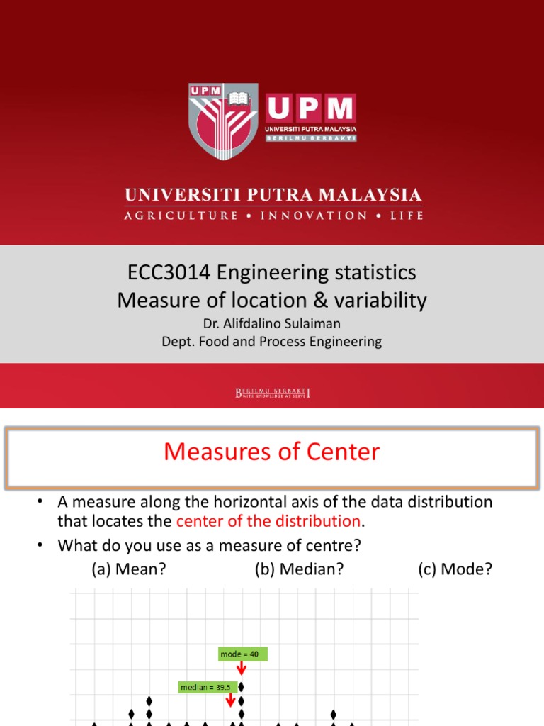 Ecc 3014 Lecture 3 - Measure of Location and Variability | PDF ...