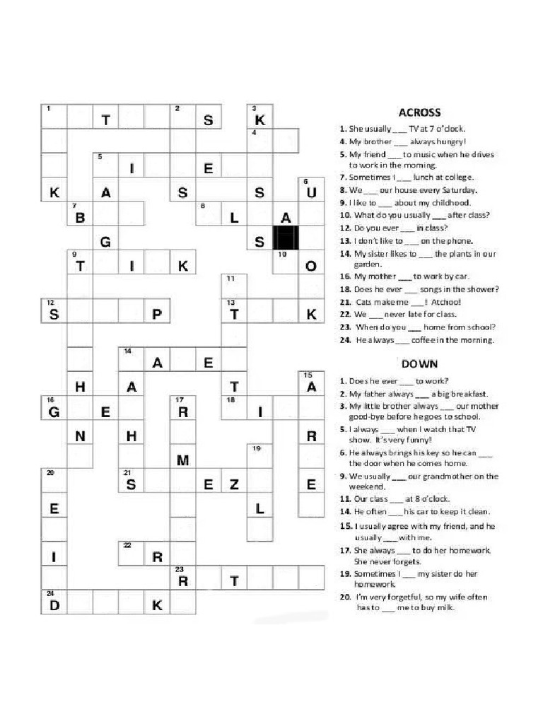 Crossword Puzzle - Simple Present | PDF