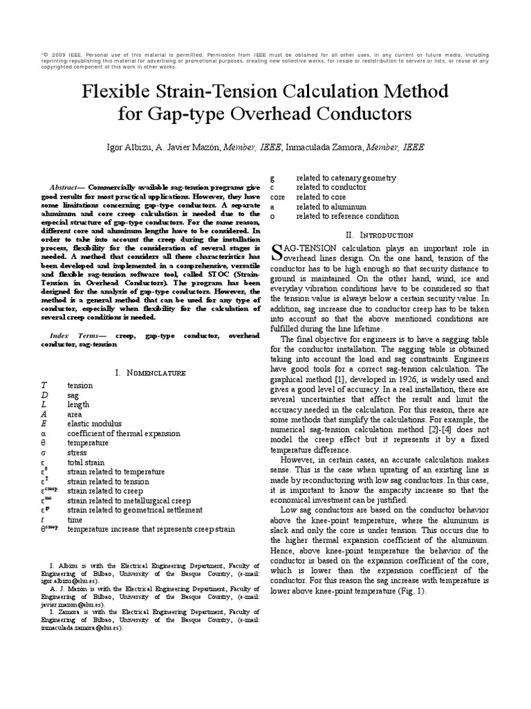 Flexible Strain-Tension Calculation Method For Gap-Type Overhead ...