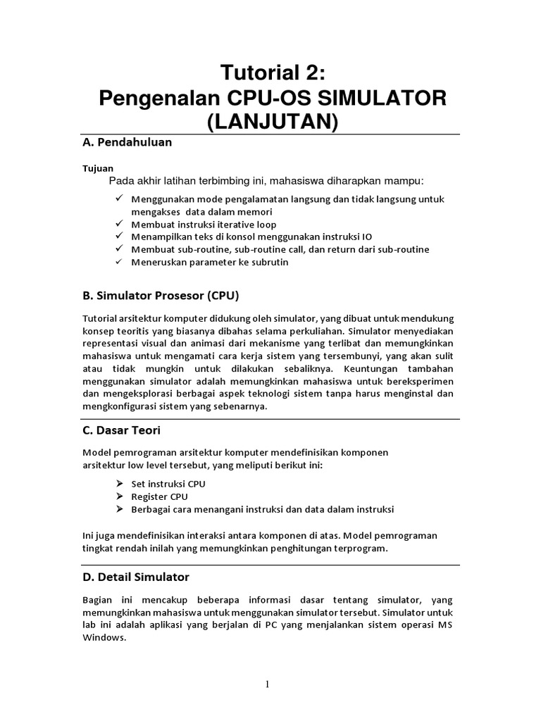 Tutorial2 CPU OS SIM | PDF