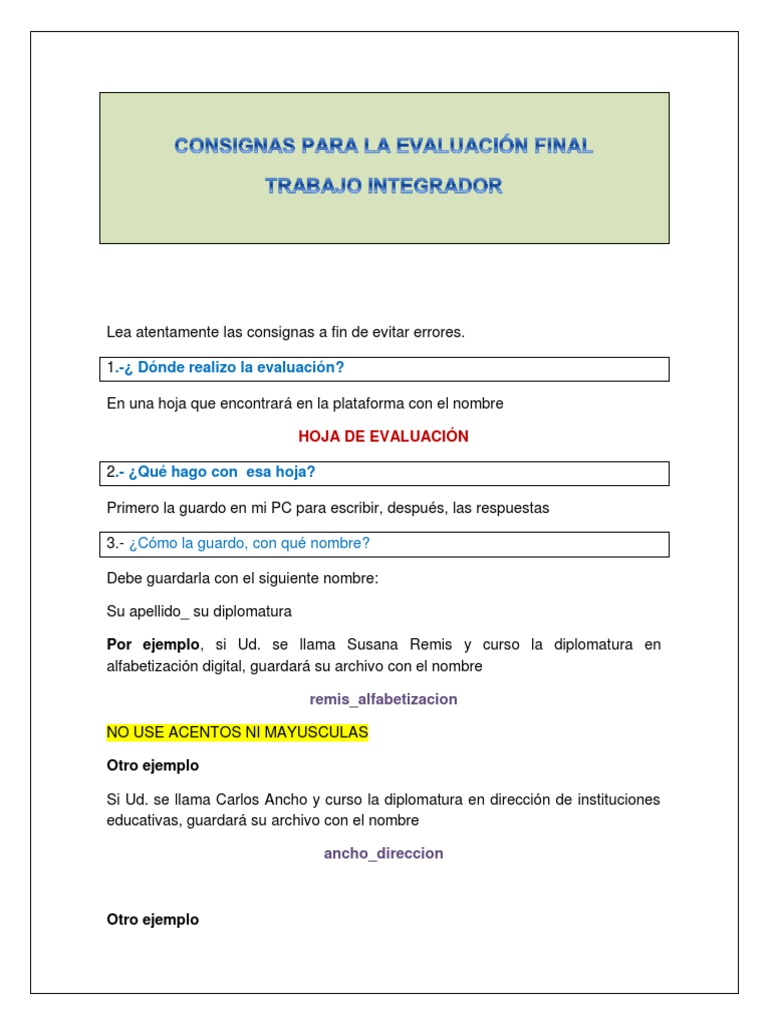 6 - 9 - Evaluacion Final Diplo | PDF | Evaluación | Prueba / examen