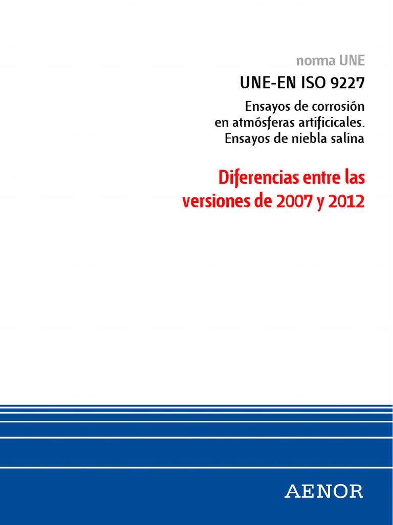 UNE-EN ISO-9227 - Ensayos de Corrosión - Ensayos de Niebla Salina | PDF ...