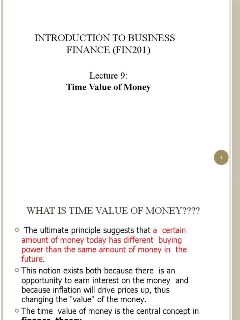 Introduction To Business Finance (Fin201) : Time Value of Money | PDF ...