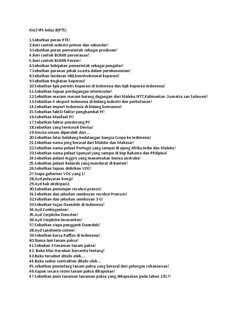 Kisi2 IPS Kelas 8 2021 (PTS) | PDF | Perjalanan