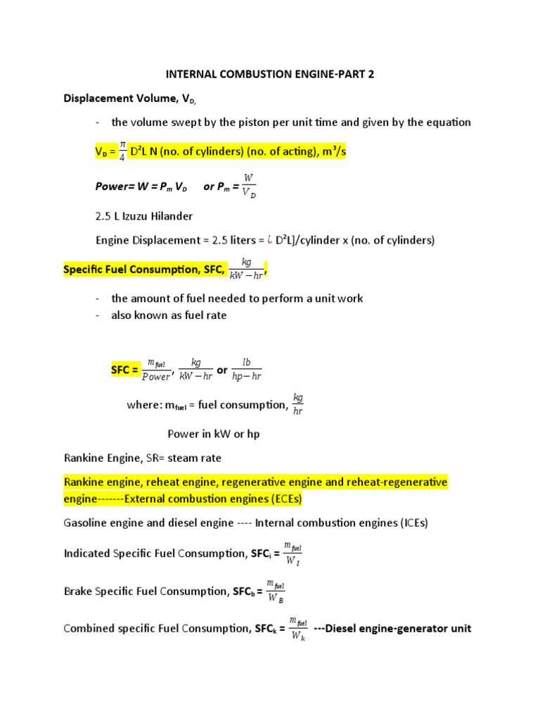 ICE Performance Lecture - 2 | PDF | Fuel Efficiency | Engines