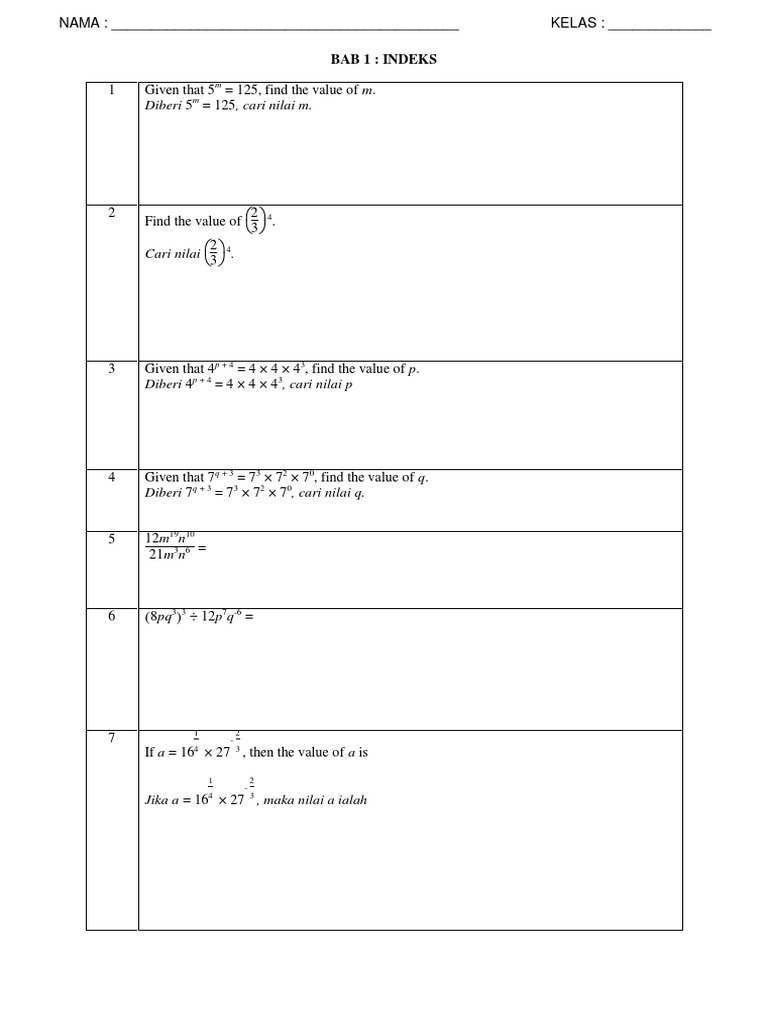 Indeks Matematik Tingkatan 3 | PDF | Teaching Methods & Materials