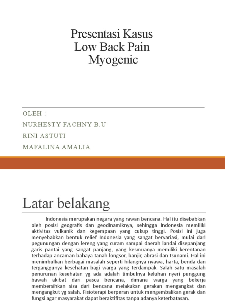 Presentasi Kasus Fisioterapi LBP Myogenic | PDF