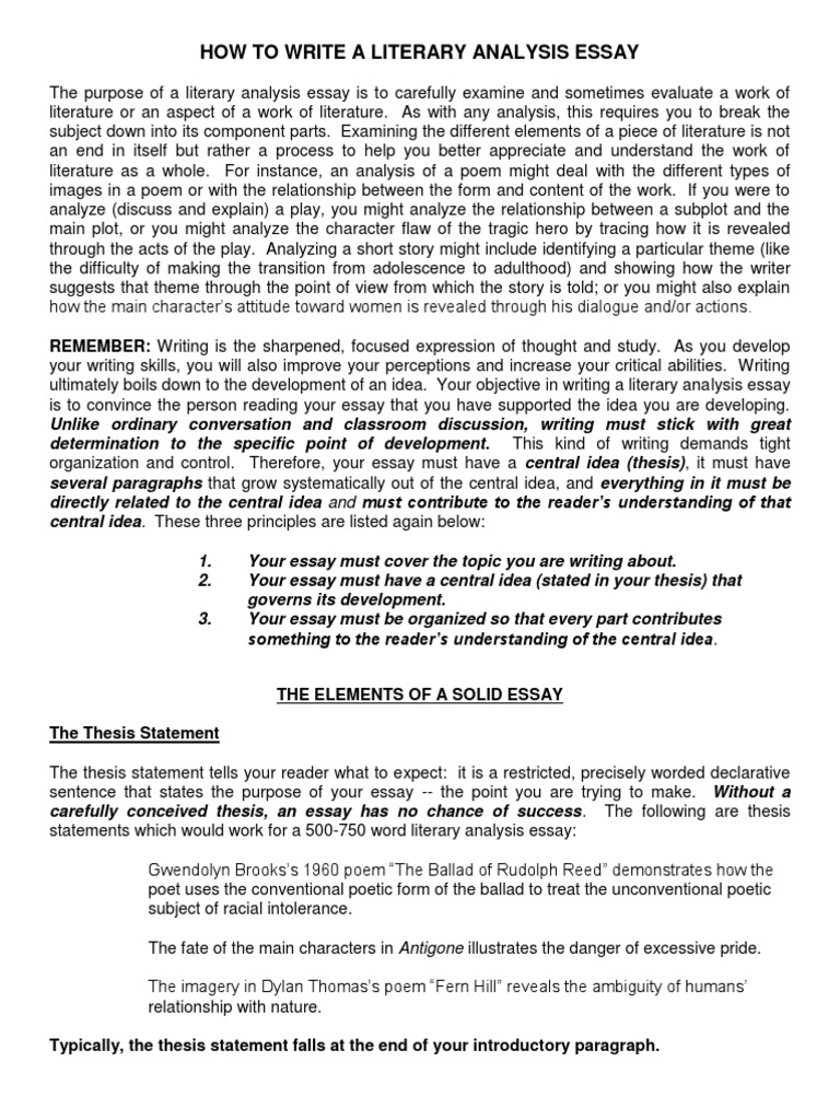 Literary Analysis Essay Template | Download Free PDF | Ellipsis | Essays