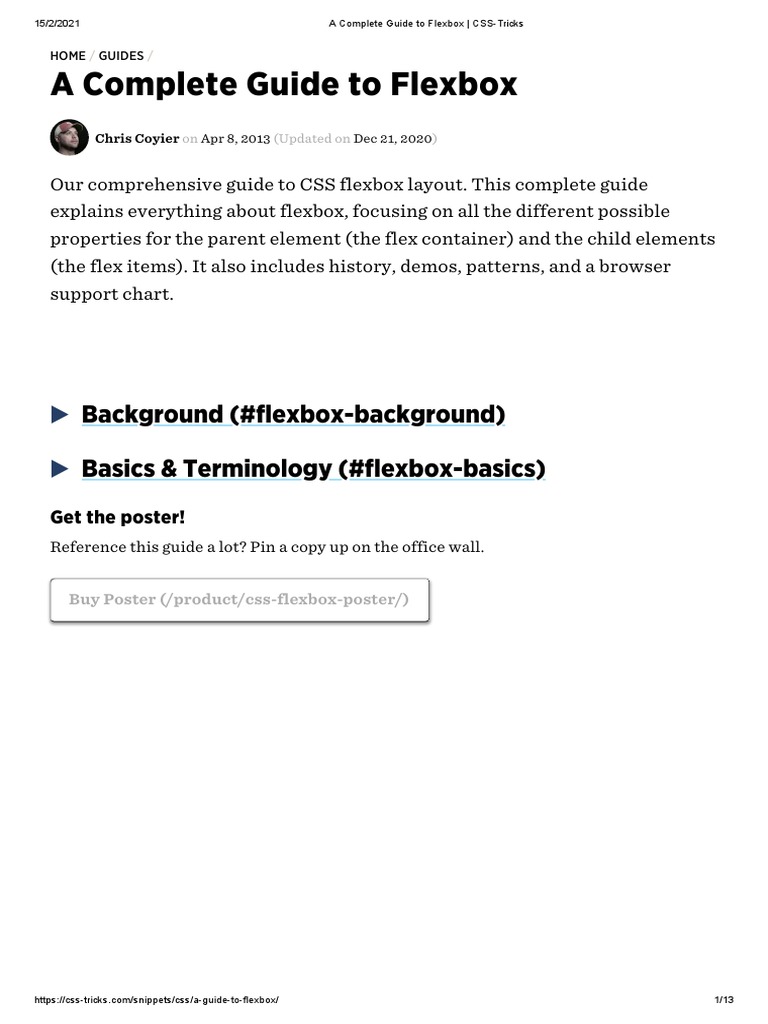 A Complete Guide To Flexbox Css Tricks Pdf Computing Computer Programming