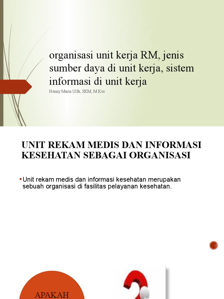 Anisasi Unit Kerja RM, Jenis Sumber Daya | PDF
