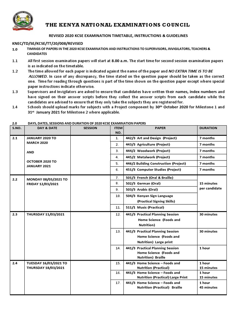 The Kenya National Examinations Council | PDF | Test (Assessment ...