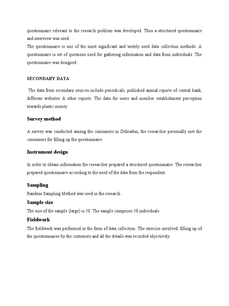 Questionnaire Relevant To The Research Problem Was Developed | PDF ...