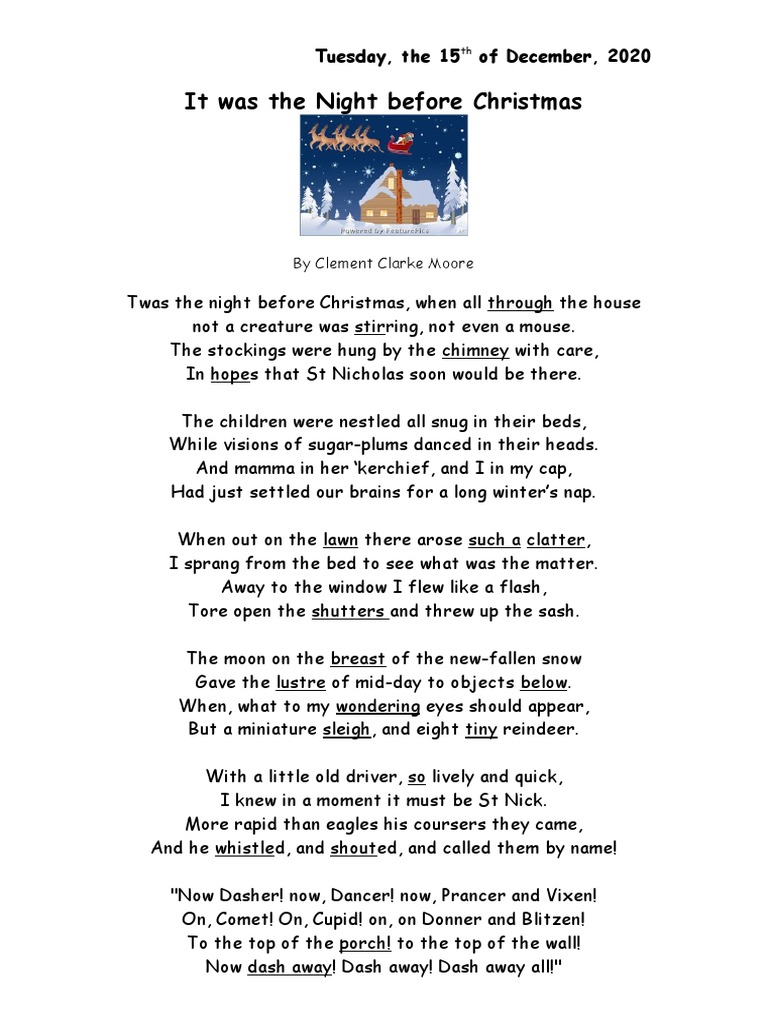 Twas the Night Before Christmas Poem | PDF | Santa Claus's Reindeer ...
