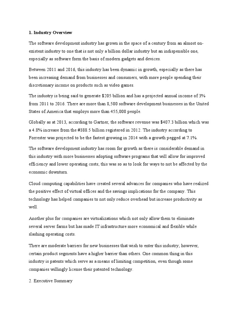 Business Plan For Software Company | PDF | Competitive Advantage ...