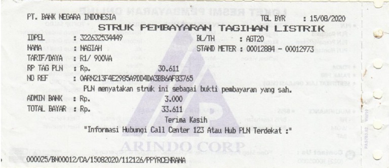 Struk Pembayaran Listrik | PDF