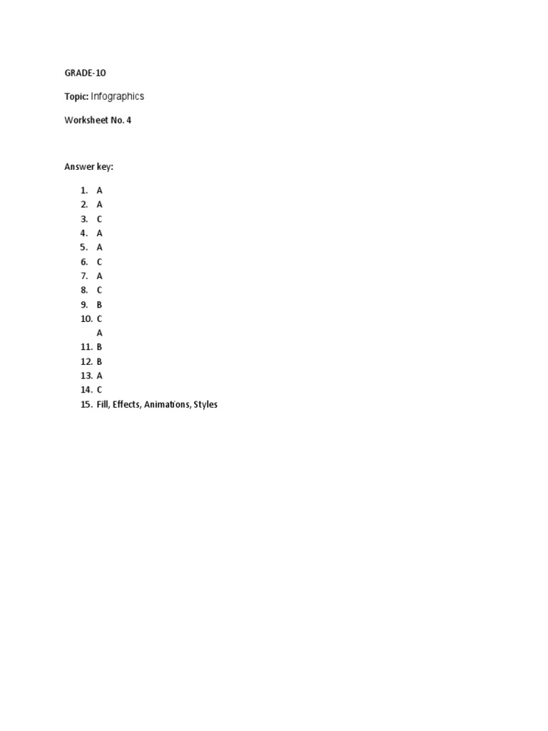 Grade 10 Worksheet No. 4 Answer Key | PDF
