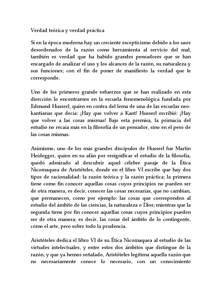 Verdad Teórica y Verdad Práctica | PDF | Razón | Verdad