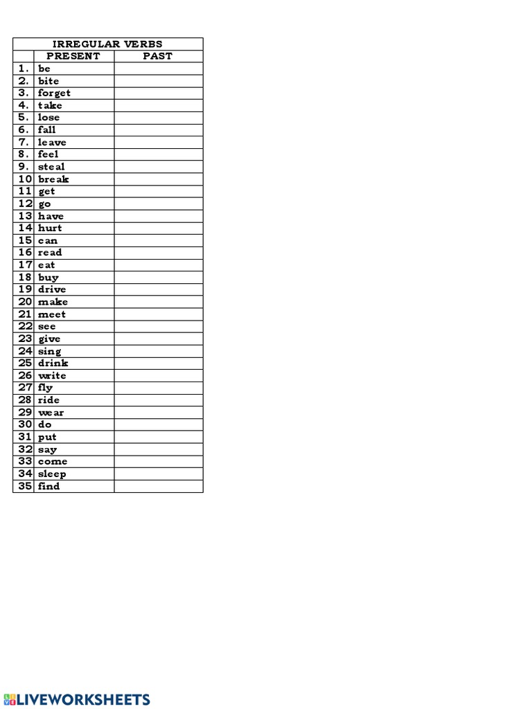 Irregular Verb Movers | PDF