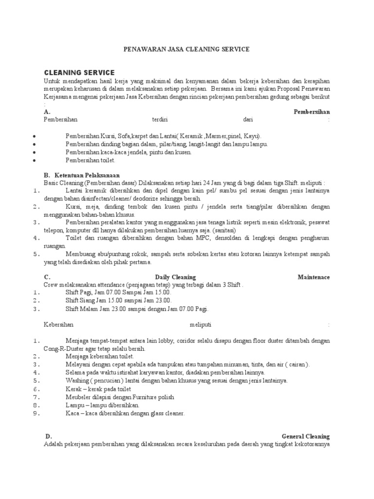 Penawaran Jasa Cleaning Service | PDF