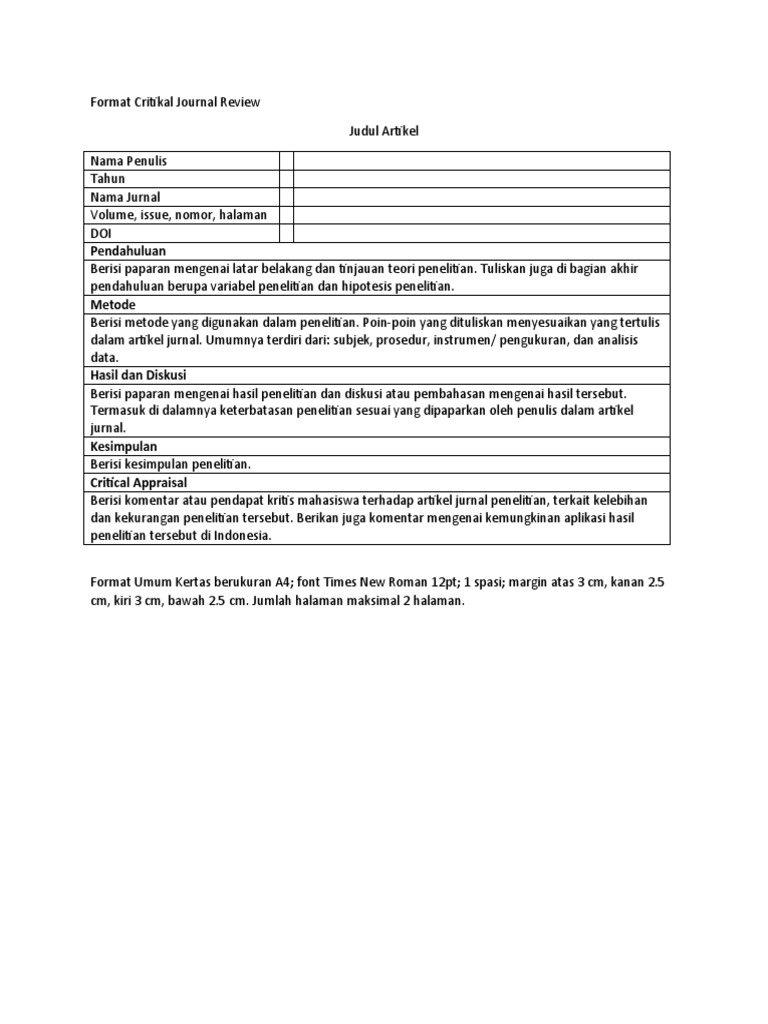 Format Critical Journal Review | PDF