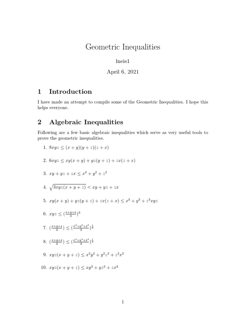 Geometric Inequalities | PDF | Sine | Trigonometric Functions