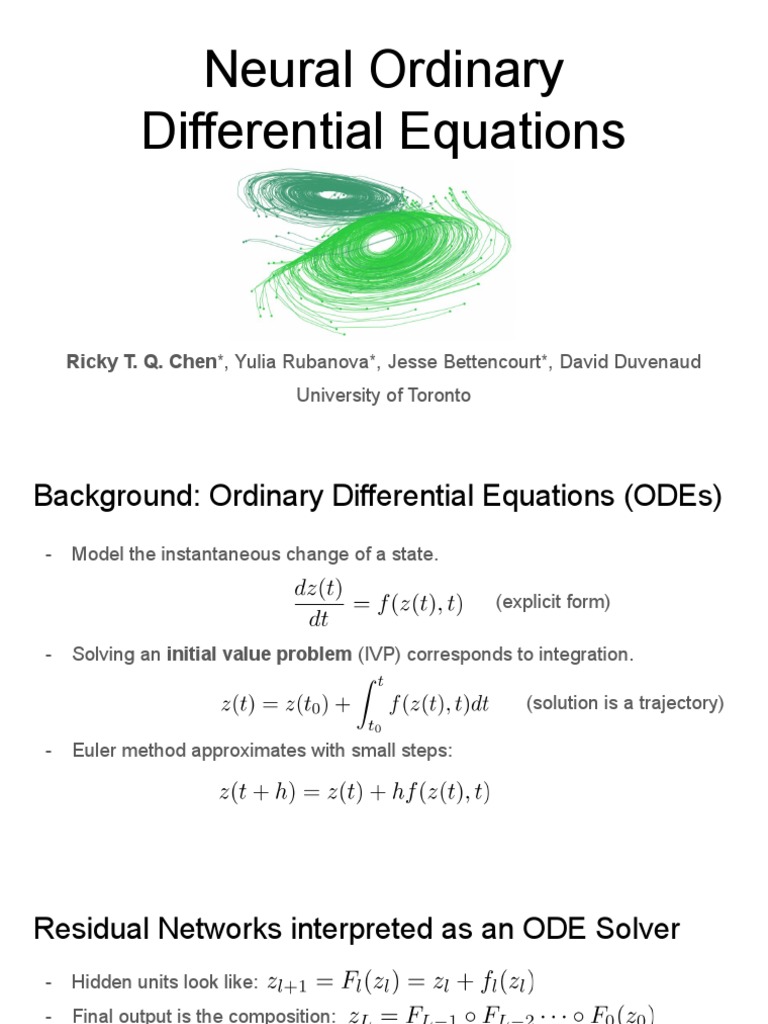 Neural Ordinary Differential Equations Ricky T Q Chen Yulia Rubanova Jesse Bettencourt