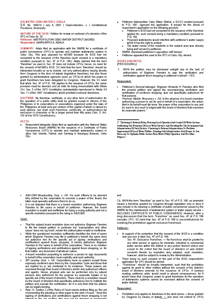 MCWD vs. Adala: Water Supply Dispute | PDF | Board Of Directors ...