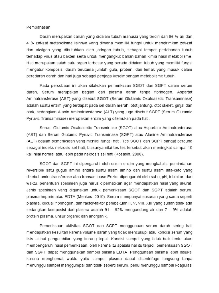Pembahasan SGOT Dan SGPT | PDF