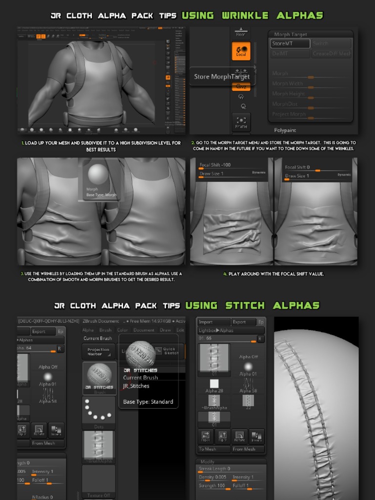 Using Wrinkle Alphas: JR Cloth Alpha Pack Tips | PDF