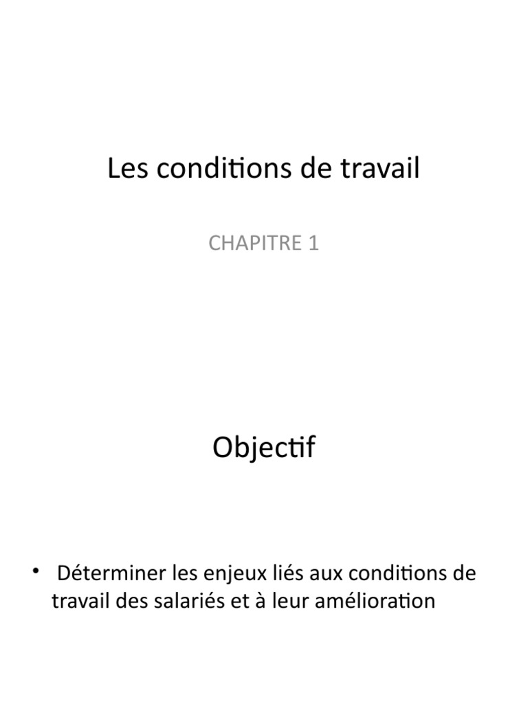 Les Conditions de Travail - Cours - 2021 - 2020 | PDF | Travail | Business