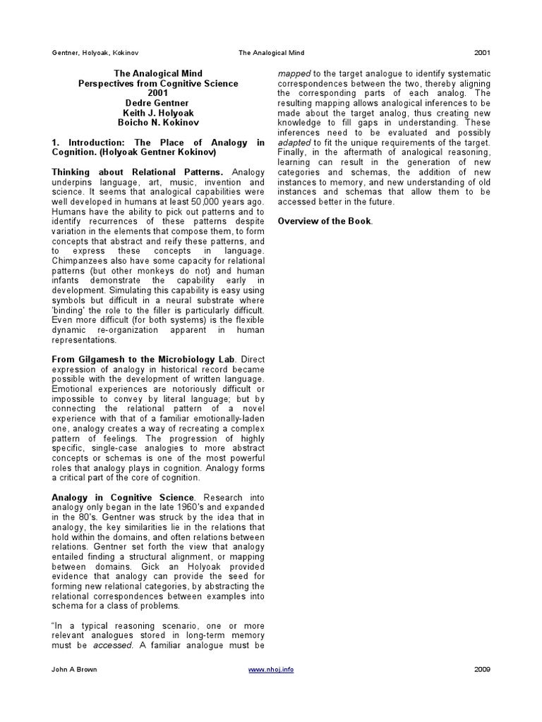 The Analogical Mind Perspectives From Co | PDF | Analogy | Conceptual Model