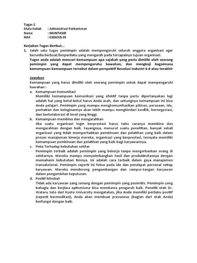 Tugas 2 Administrasi Perkantoran | PDF
