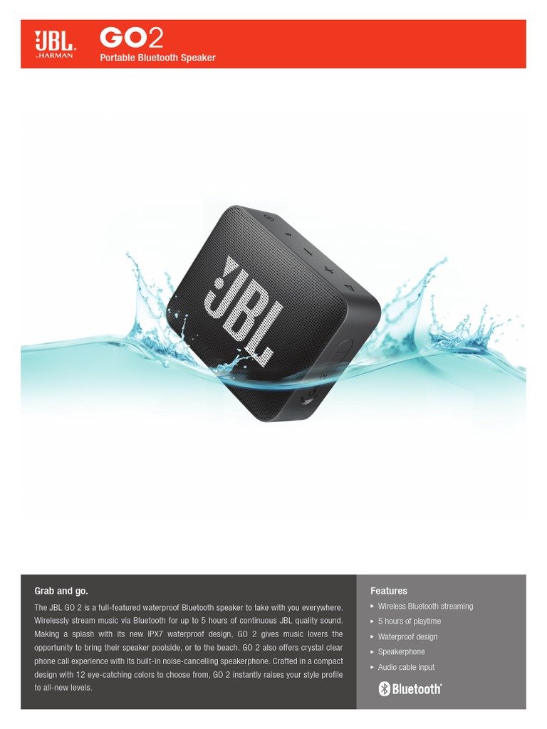 JBL GO2 Spec Sheet English | PDF | Bluetooth | Loudspeaker
