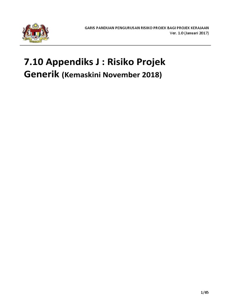C) Appendiks - J - Risiko - Projek - Generik - Versi - November - 2018 (RUJUKAN TAMBAHAN ) | PDF