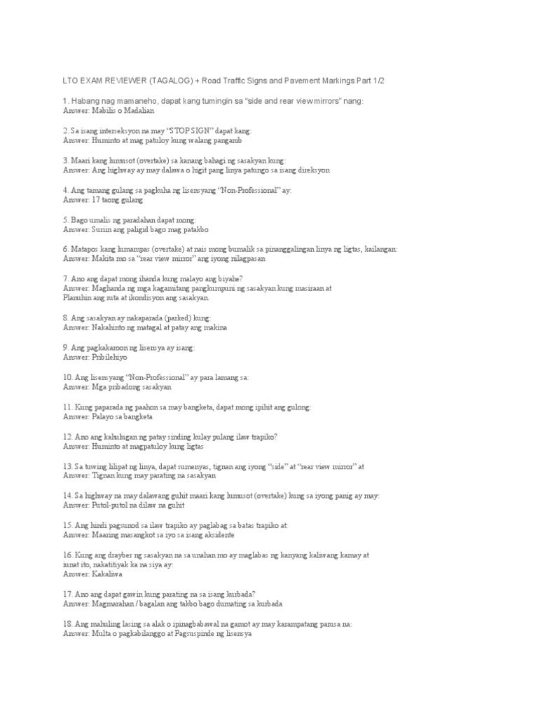 Lto Exam Reviewer | PDF