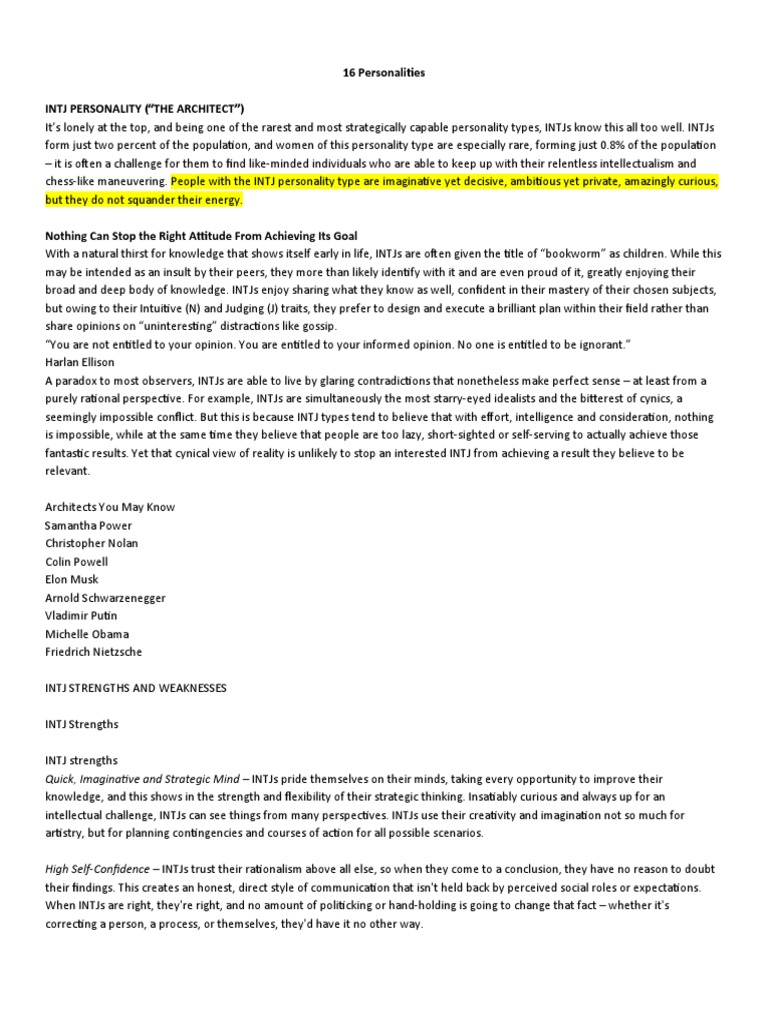 16 Types of Personality Report - Docx Version 1 | PDF | Personality ...