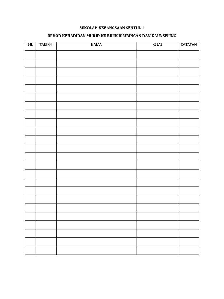 Buku Rekod Kehadiran Murid | PDF