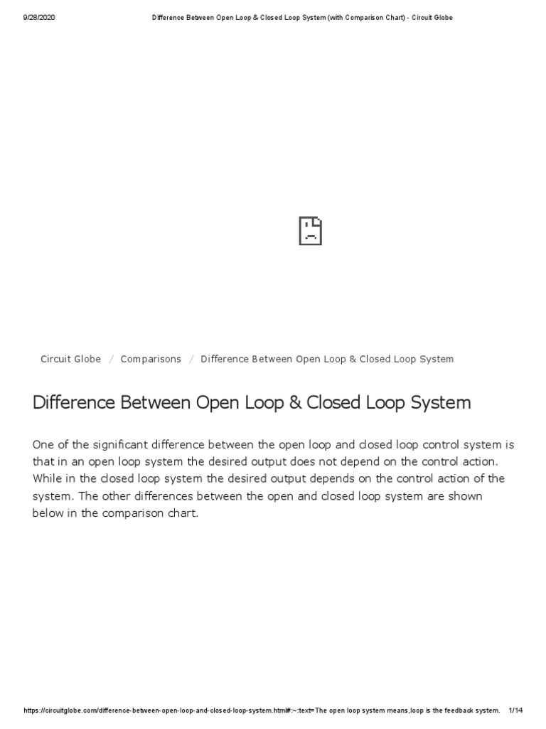 Difference Between Open Loop & Closed Loop System (With Comparison Chart) - Circuit Globe | PDF ...