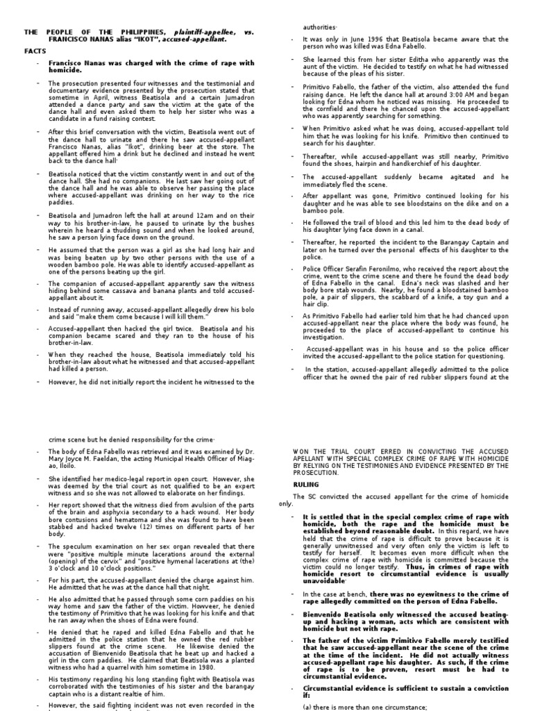 Evid-Digests For Assigned Cases | PDF | Circumstantial Evidence | Witness