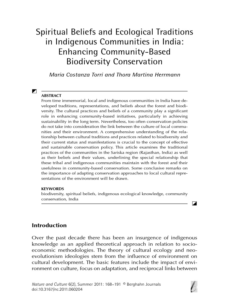 Spiritual Beliefs and Ecological Traditions in Indigenous Communities ...