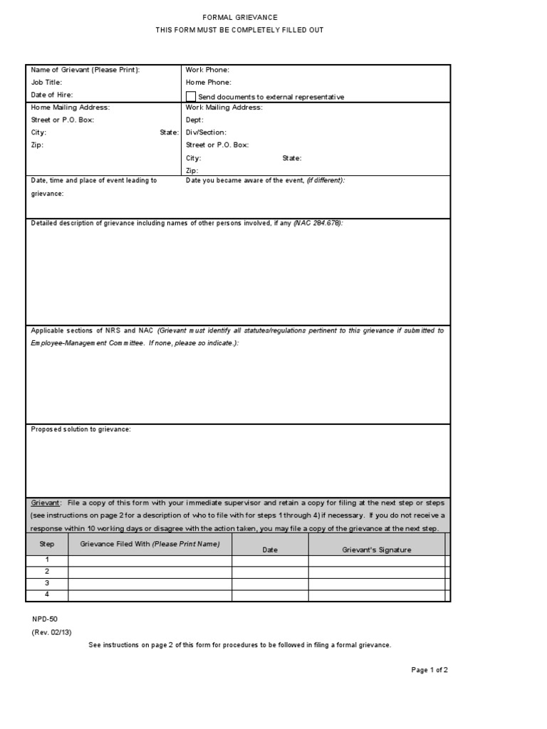 Grievance Letter Template | Download Free PDF | Government | Justice