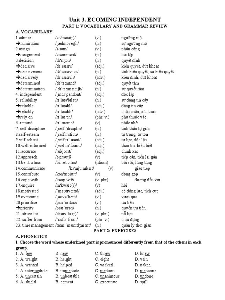 Unit 3 - Practice Test No.1 (24 Ban) | PDF
