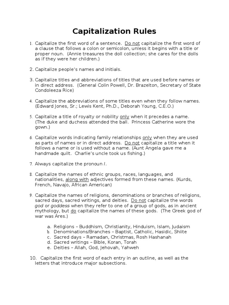 Capitalization Rules | Adjective | Grammar