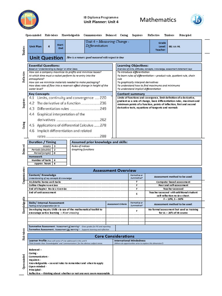 IB HL AA Unit 04 Differentiation | PDF | Educational Assessment ...