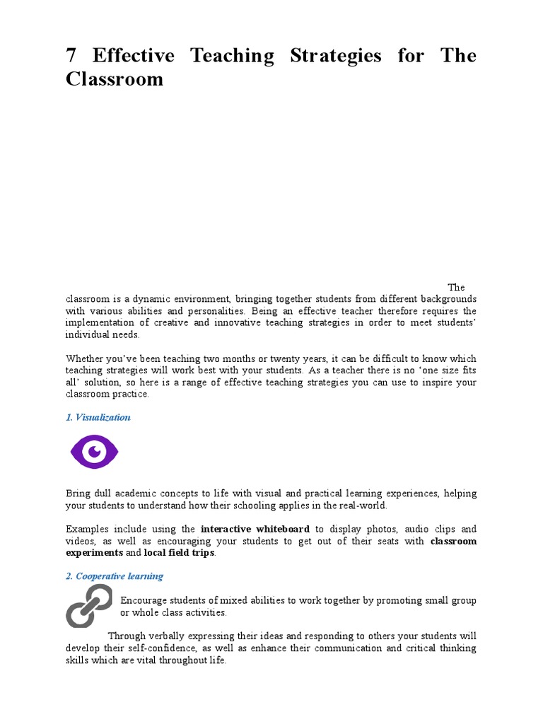 7 Effective Teaching Strategies For The Classroom | PDF ...