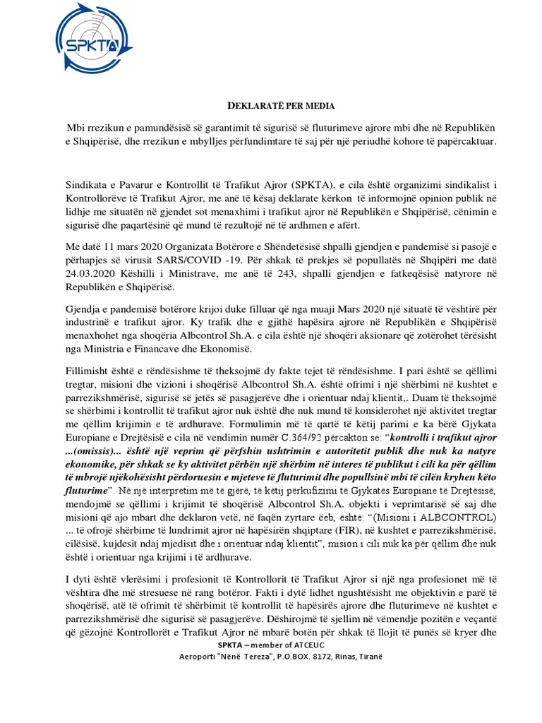 Deklarate Per Media - SPKTA | PDF