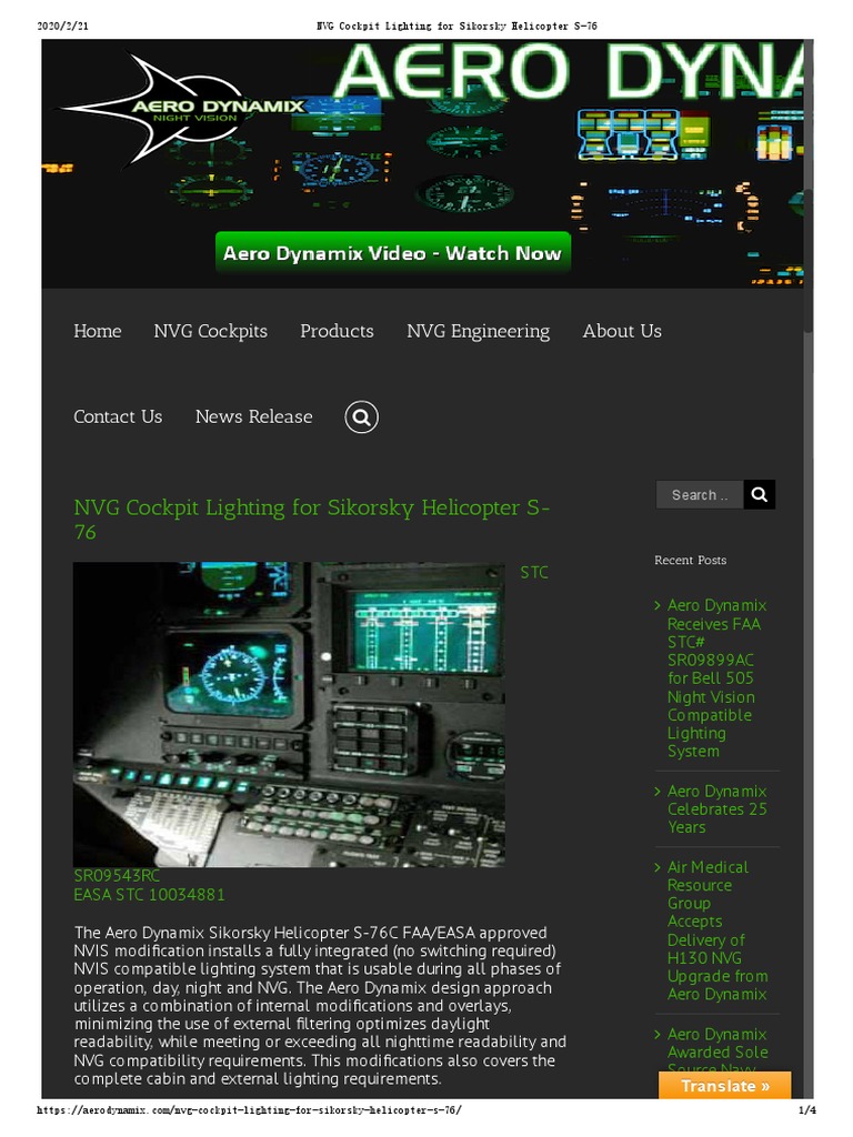 NVG Cockpit Lighting For Sikorsky Helicopter S-76 | PDF | Aircraft ...